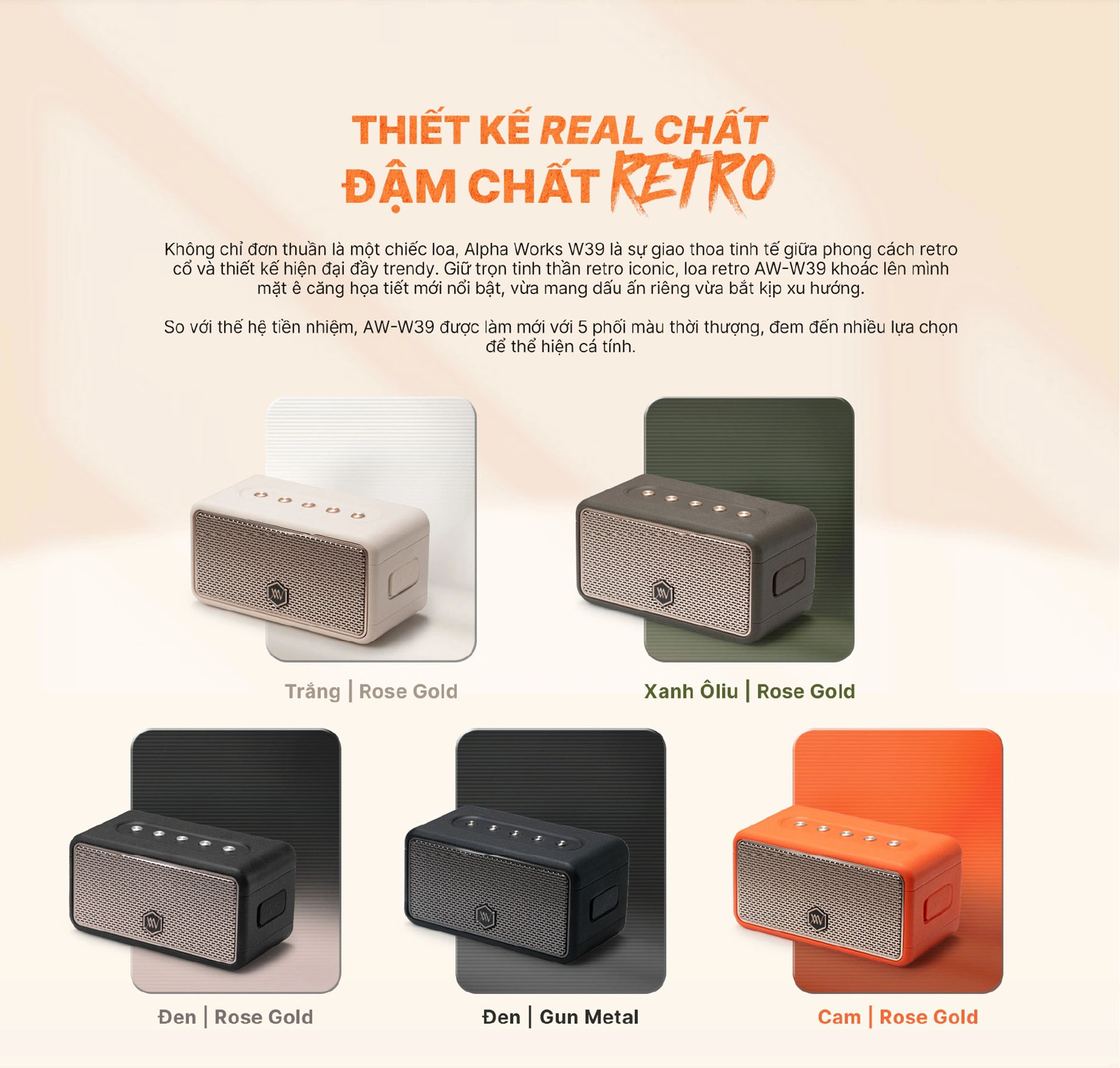 Loa Bluetooth di động Retro Alpha Works W39 chính hãng mới nhất | SAIGON HD